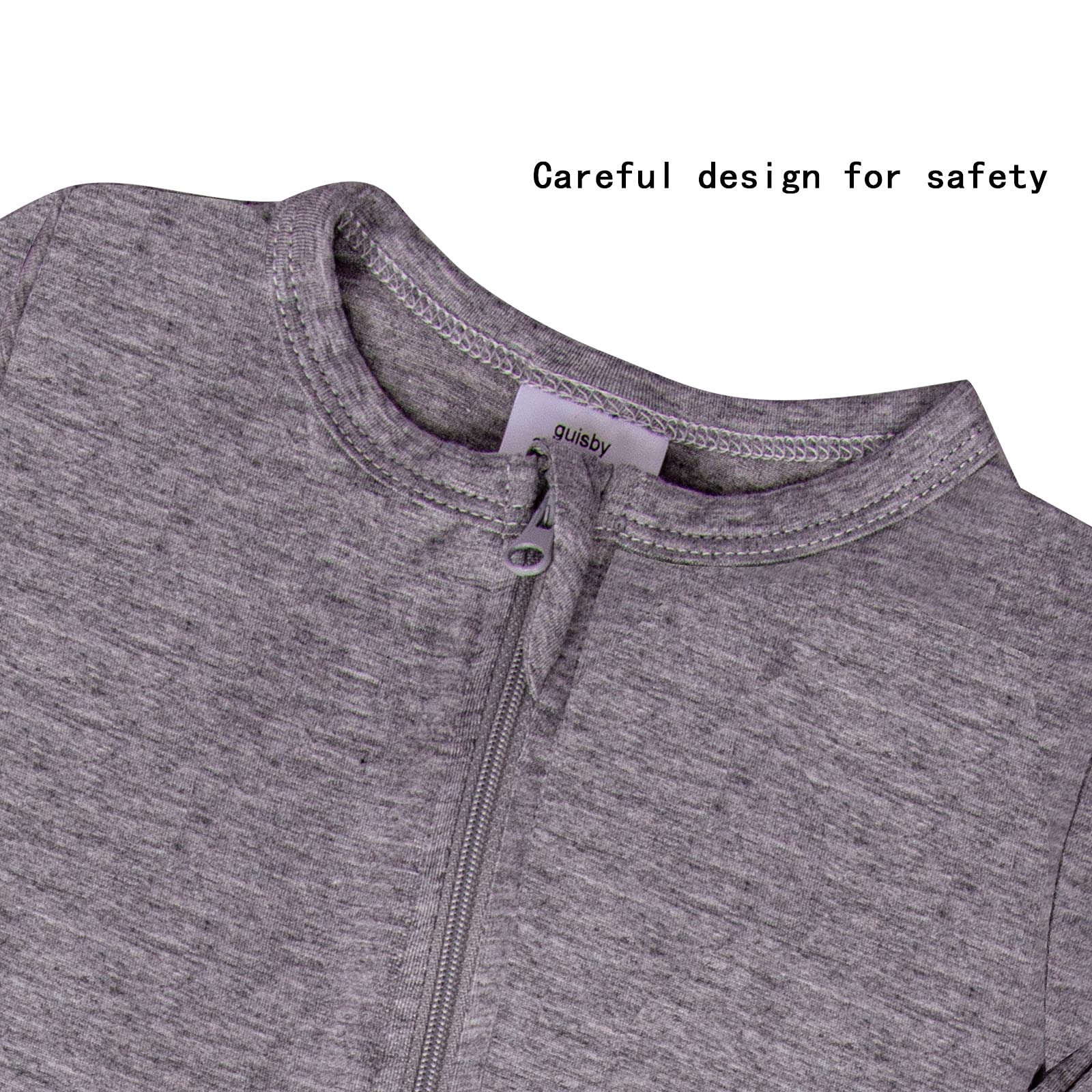 GUISBY Baby Boy Rayon Pajamas 2 Way Zip Front, Sleep and Play Footies Long Sleeve Grey Pjs Jumpsuit Black-Grey-0-3
