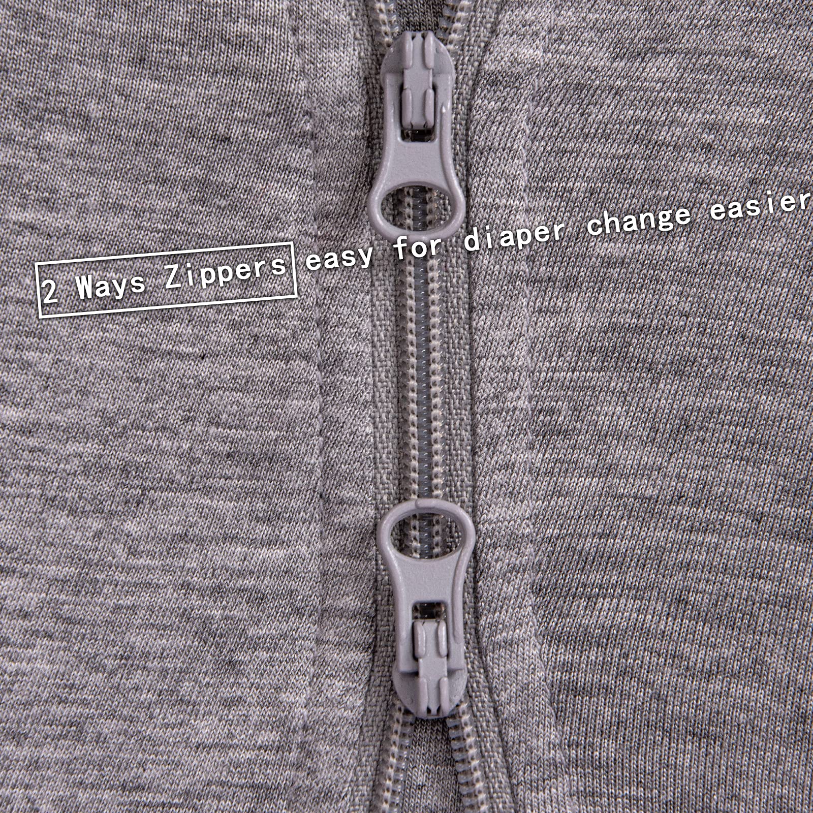 GUISBY Baby Boy Rayon Pajamas 2 Way Zip Front, Sleep and Play Footies Long Sleeve Grey Pjs Jumpsuit Black-Grey-0-3
