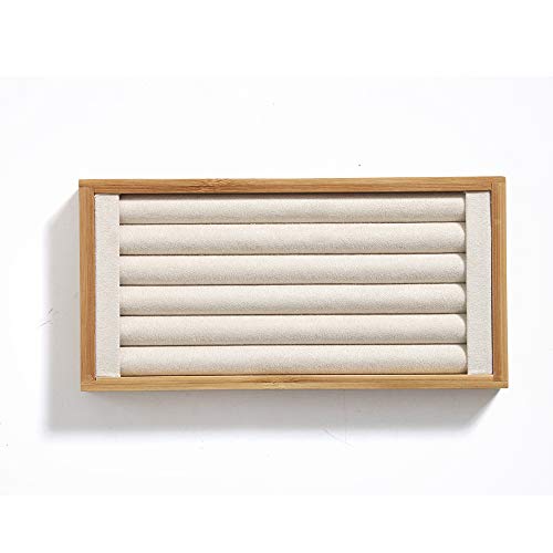 Coward Bamboo Ring Display Holder Jewelry Storage Tray Organizer Ring Stand For Show(beige)