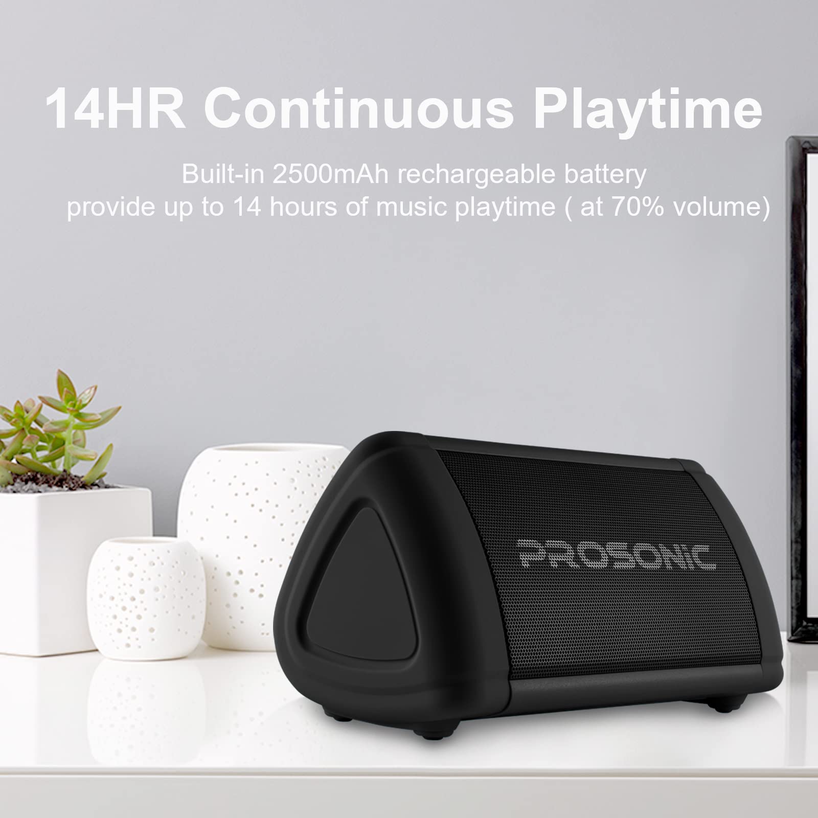 Prosonic BT3 Portable Wireless Bluetooth Speaker with 10W Stereo Sound & Bass Boost -Rich Sound & Intense Bass -Bluetooth 5.0 -Microphone -IPX5 - in & Outdoor Speaker (Black)