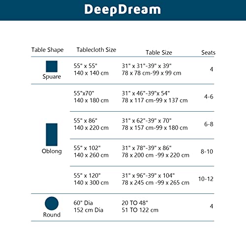 Deep Dream Tablecloth, Embroidered Table Cloth Cotton Linen Wrinkle Free Tablecloths Washable Dust-Proof Table Cover for Kitchen Dinning Party (Rectangle/Oblong, 55 x 86 Inch, Sky Blue)