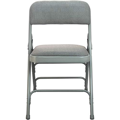 BizChair Grey Padded Metal Folding Chair - Grey 1-in Fabric Seat
