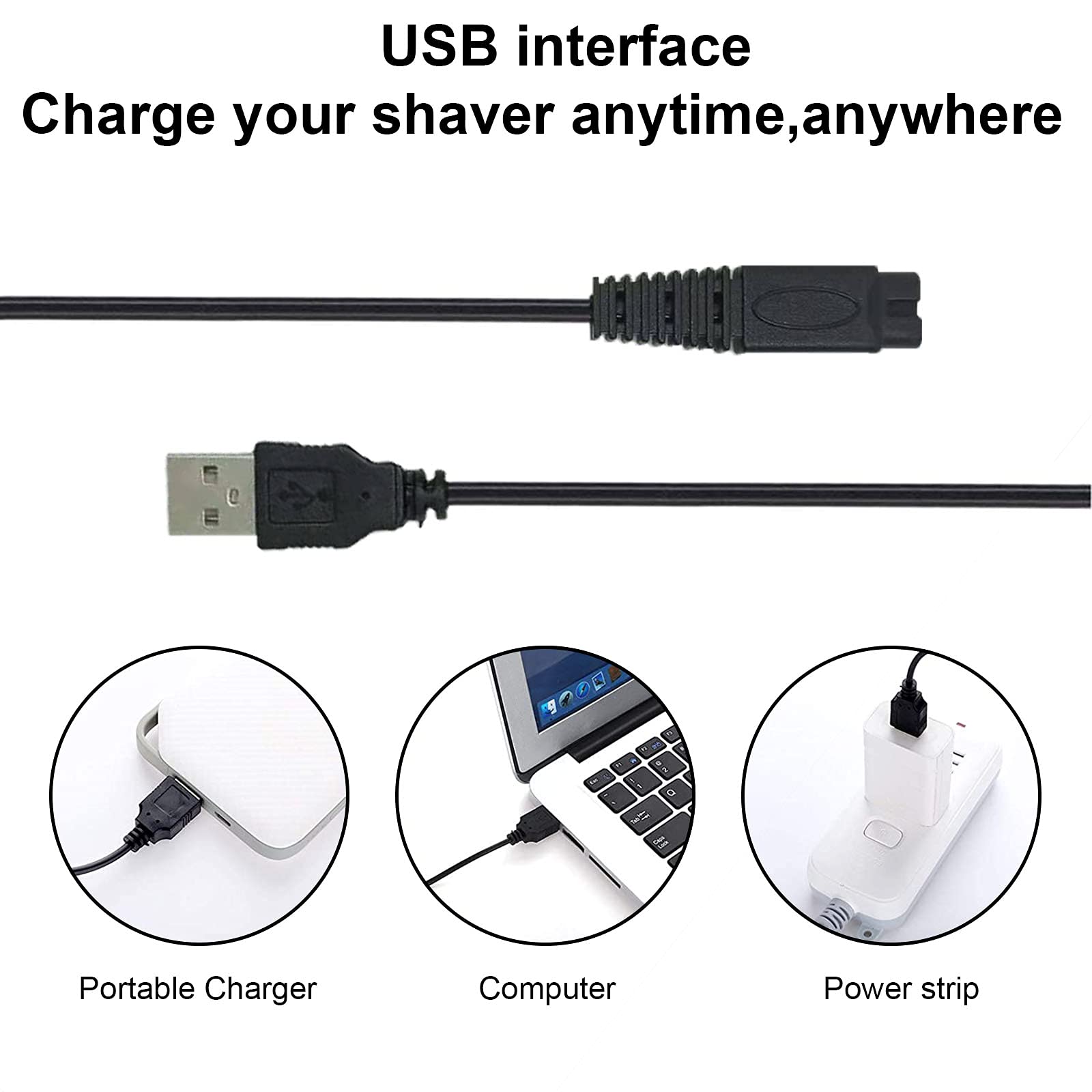 3PCS LinMei Solo Replacement Head and Shaver Charging Cord for Mens Solo Shaver Electric Trimmer with Clean Brush
