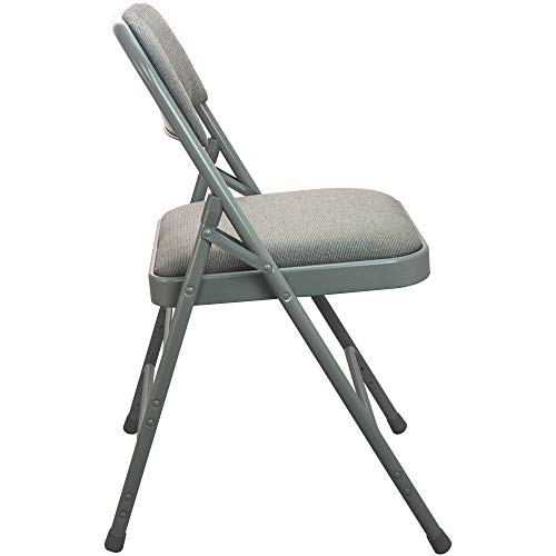 BizChair Grey Padded Metal Folding Chair - Grey 1-in Fabric Seat