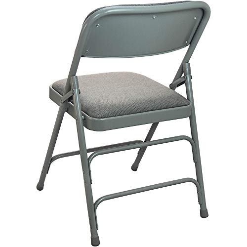 BizChair Grey Padded Metal Folding Chair - Grey 1-in Fabric Seat