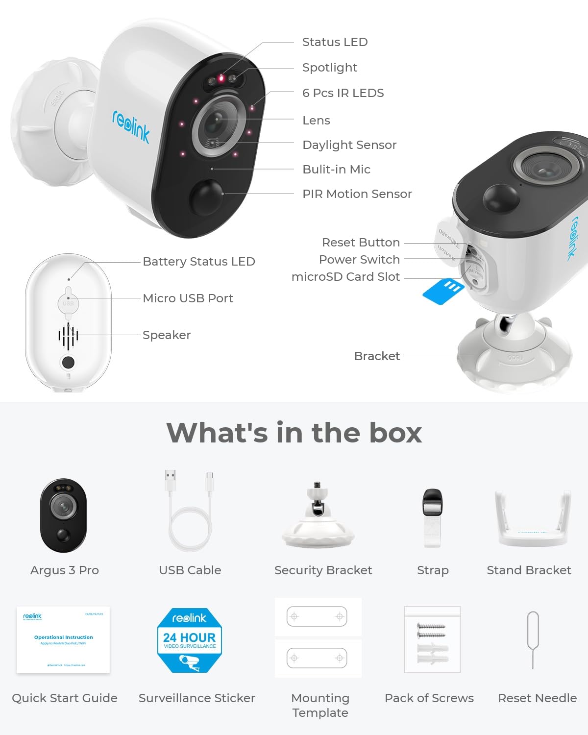 REOLINK Argus 3 Pro, 4MP Wireless Security Camera Outdoor with Solar Panel, 2.4/5GHz Cameras for Home Security with 2K Color Night Vision, No Hub Needed, Smart Detection, Works with Alexa(2 Pack)