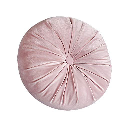 TRRAPLE Round Throw Pillows, Pumpkin Velvet Cushion Pleated Round Pillow Home Decorative for Sofa Bed Living Room Office Chair Couch