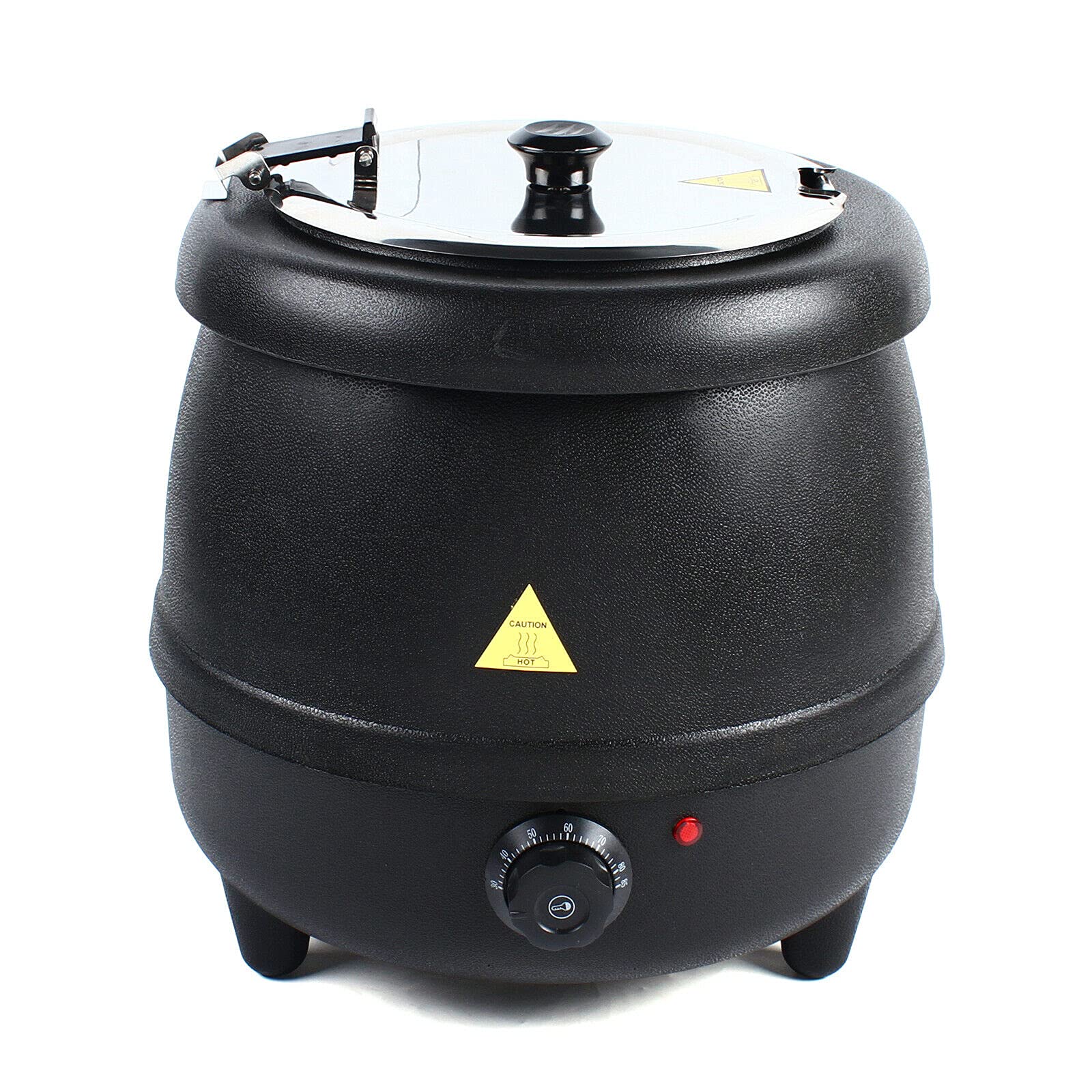 OUKANING 10L Soup Kettle, 400W PP Shell Commercial Electric Soup Warmer 110V Black Countertop Food Kettle Warmer Restaurant Stainless Steel Pot for Home & Commercial