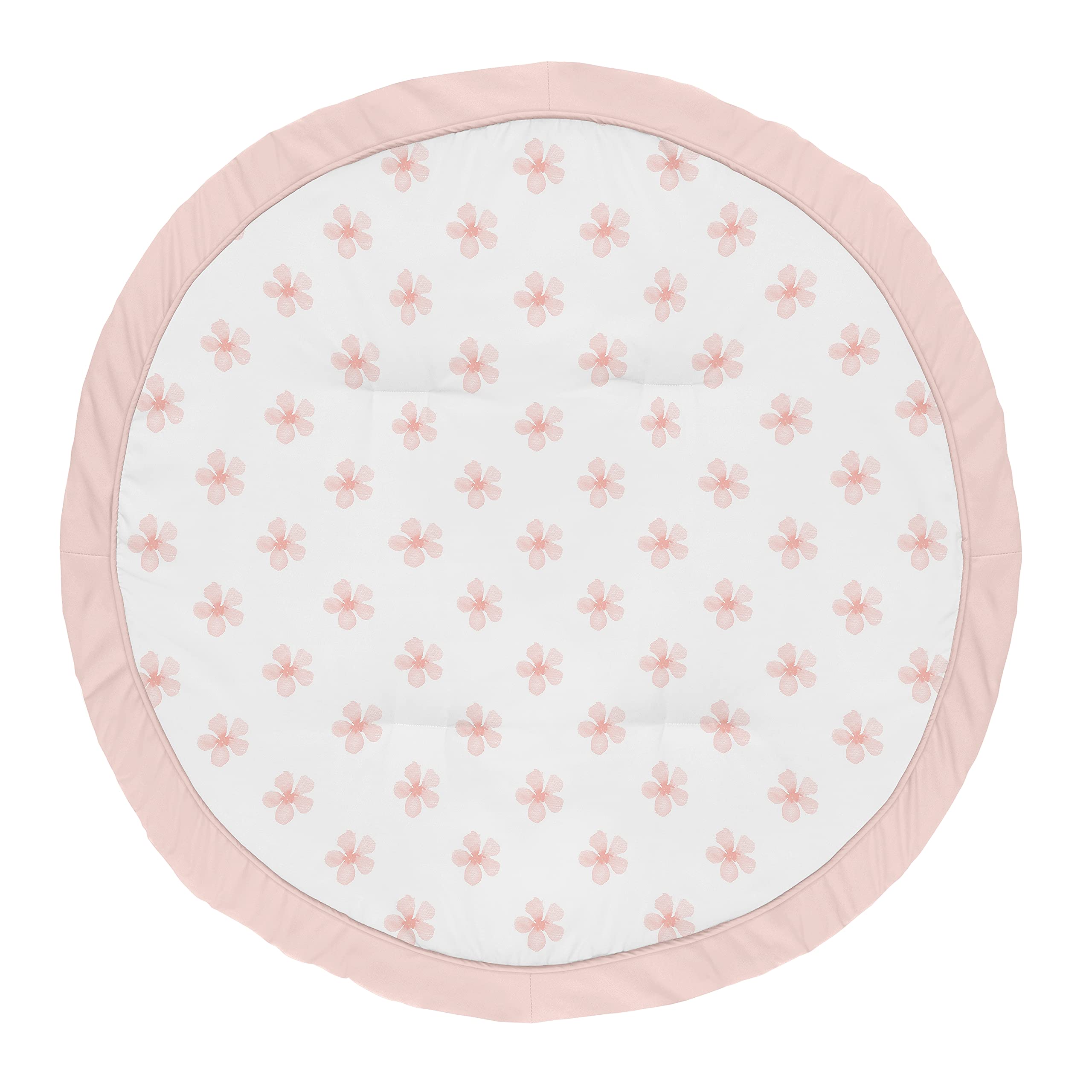Sweet Jojo Designs Pink Flower Blossom Girl Baby Playmat Tummy Time Infant Play Mat - Blush Shabby Chic Farmhouse Daisy for Burgundy Watercolor Floral Collection