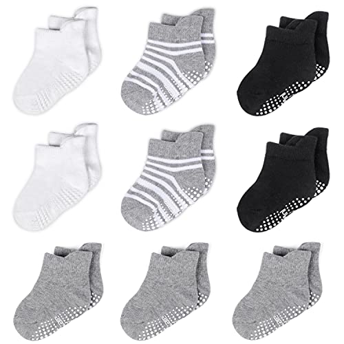 Infinicare Non-Slip Grip Baby Socks - Anti Skid Infant Baby Ankle Socks Low Cut for Infants Toddlers Kids Girls Boys (6-12 Months)
