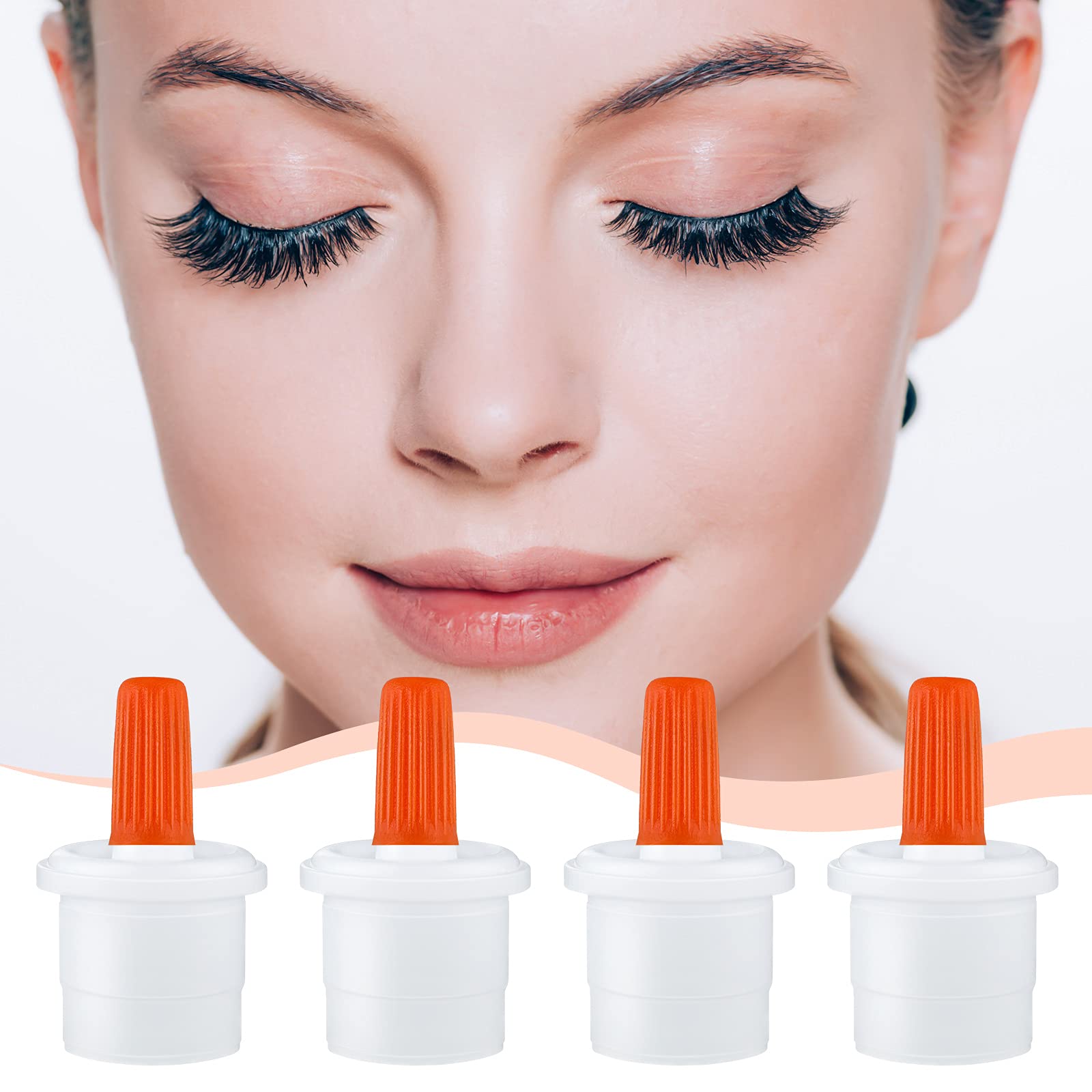 104 Pieces Eyelash Glue Replacement Eyelash Glue Bottle Nozzle Caps False Lash Grafting Adhesive Glue Bottle Plug Mouth Tips Glue Bottle Pins Blocking Needle for Home Salon Eyelash Extensions Tools