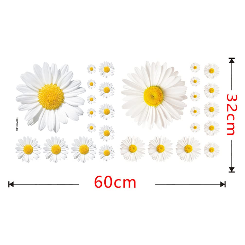 Toyvian Daisy Flower Wall Stickers 3D Removable Flowers Decal Floral DIY Mural for Nursery Bedroom Living Room Bathroom Kitchen Decoration