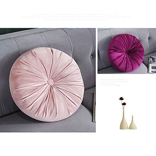 TRRAPLE Round Throw Pillows, Pumpkin Velvet Cushion Pleated Round Pillow Home Decorative for Sofa Bed Living Room Office Chair Couch