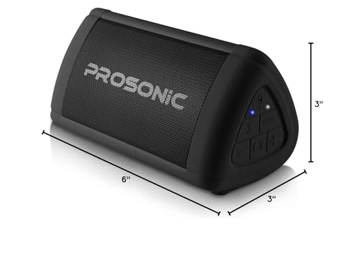 Prosonic BT3 Portable Wireless Bluetooth Speaker with 10W Stereo Sound & Bass Boost -Rich Sound & Intense Bass -Bluetooth 5.0 -Microphone -IPX5 - in & Outdoor Speaker (Black)