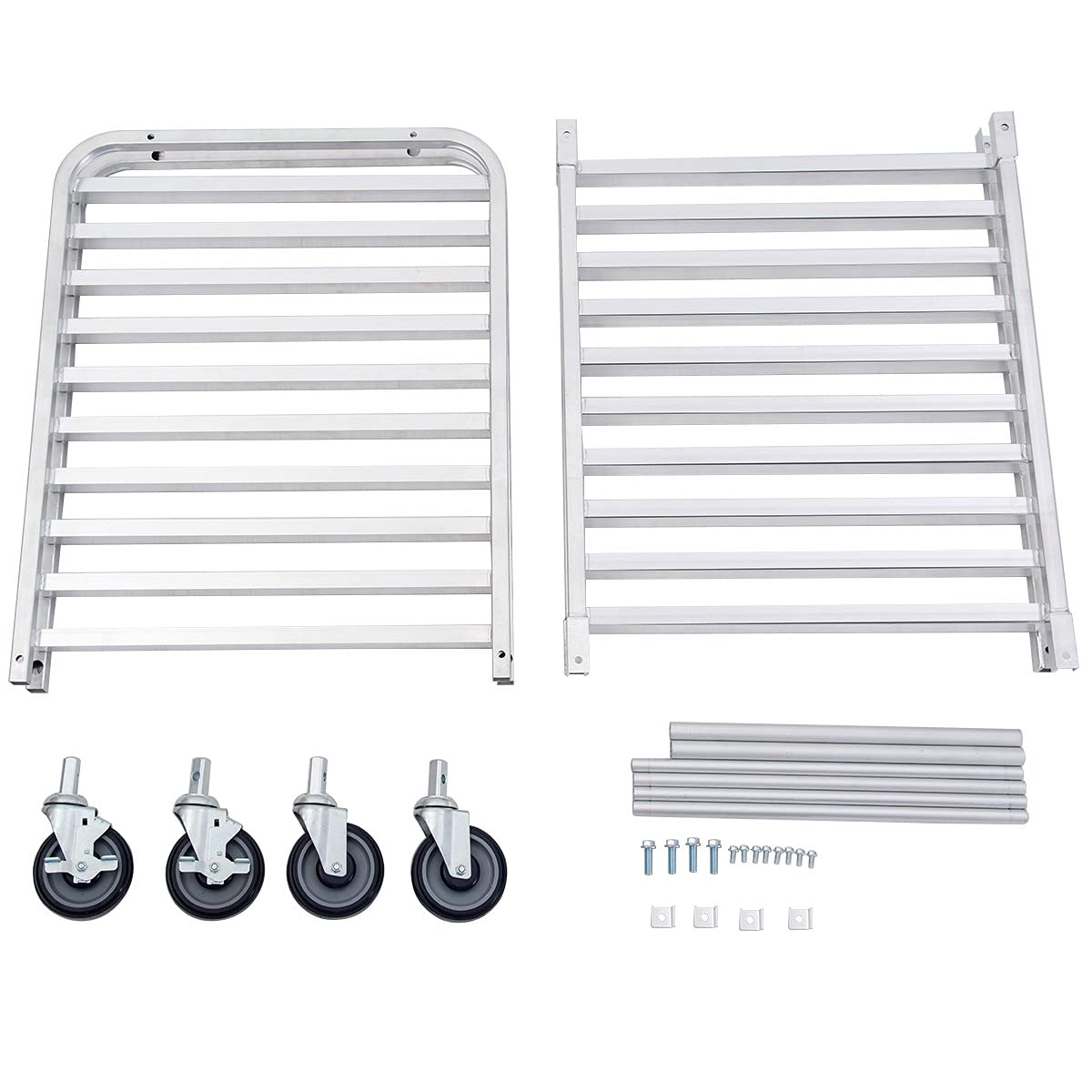 ReunionG 20 Tier Bun Pan Rack, Bakery Rack with 2 Lockable Wheels, 20 Sheet Aluminum Storage Cooling Trolley with Open Shelf, Dough Pizza Baking Mobile Rack for Home Commercial
