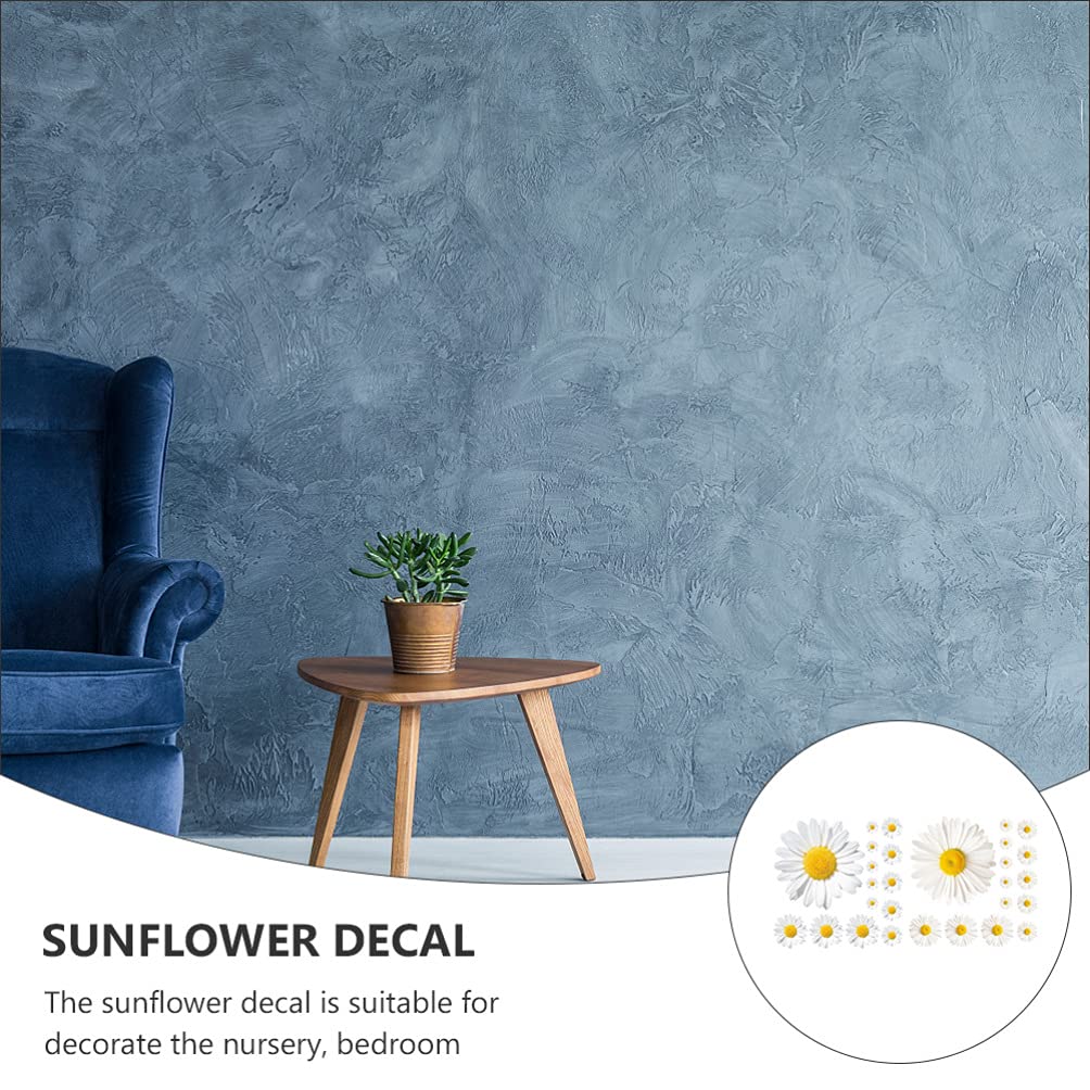 Toyvian Daisy Flower Wall Stickers 3D Removable Flowers Decal Floral DIY Mural for Nursery Bedroom Living Room Bathroom Kitchen Decoration