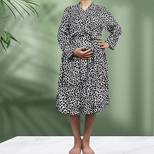 QTECLOR Maternity Robe with Swaddle Blanket, Mommy Robe Hospital Labor Delivery Nightgown Nursing Wear(with Gift Box) (A18 Robe+Swaddle, XL)
