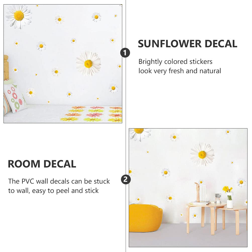 Toyvian Daisy Flower Wall Stickers 3D Removable Flowers Decal Floral DIY Mural for Nursery Bedroom Living Room Bathroom Kitchen Decoration