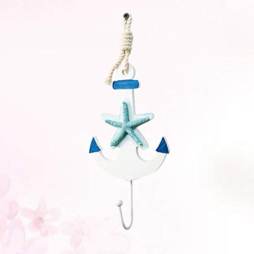 VORCOOL Convenient 1pc Wall Hook Coat Hook Clothes Hooks Hanger Wall Door Hanging Decorations Hook for Room Home Mediterranean Ocean Style (Sea Star Iron Anchor) Hook