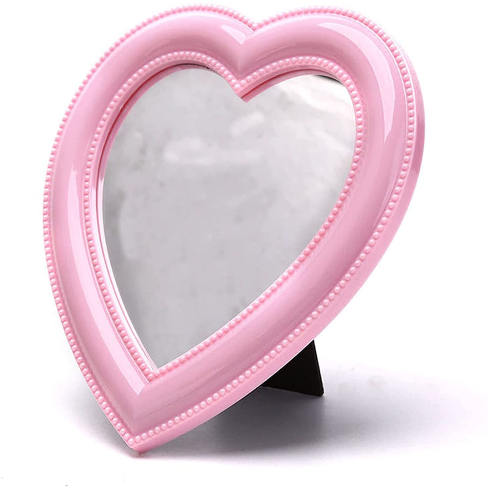 BinaryABC Heart Makeup Mirror Cosmetic Mirror Wall Desktop Small Mirror Bedroom Mirror (Light Pink)