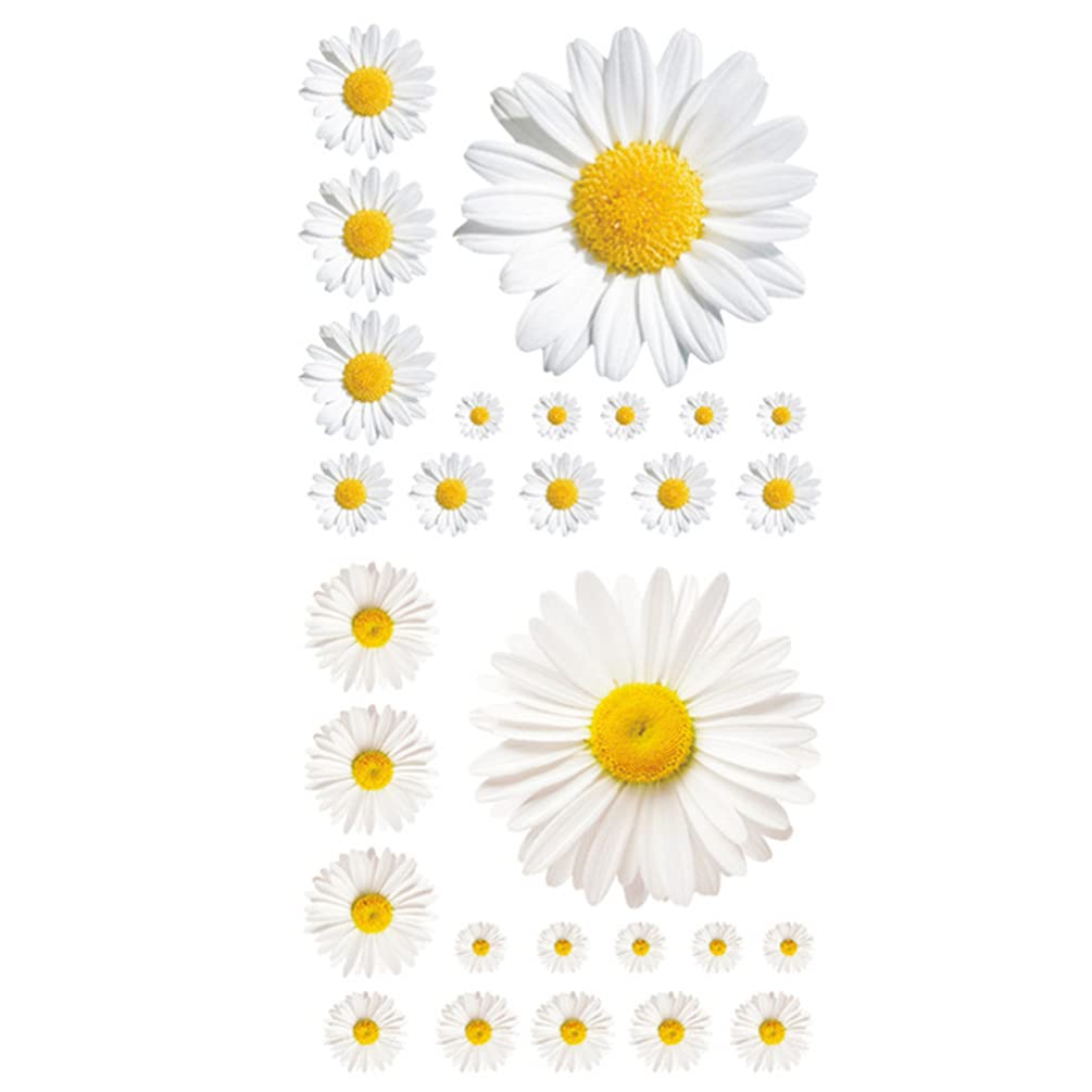 Toyvian Daisy Flower Wall Stickers 3D Removable Flowers Decal Floral DIY Mural for Nursery Bedroom Living Room Bathroom Kitchen Decoration