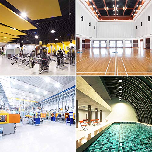 Brillirare LED UFO High Bay Light, 100W 14,000LM Daylight 5000K Shop Light Fixture, IP65 Waterproof 400W HID Equiv. with Hanging Hook&Safe Rope, Commercial Grade Lighting for Warehouse, Workshop