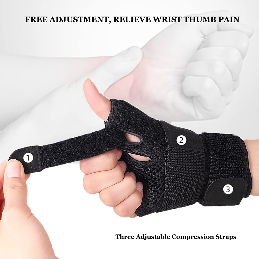 Thumb Wrist Support Brace, Breathable Wrist Braces Splint with Adjustable Straps for Arthritis, Tendonitis, Sprained, Comfortable Reversible Wrist Stabilizer for Carpal Tunnel Thumb Joint Pain Relief