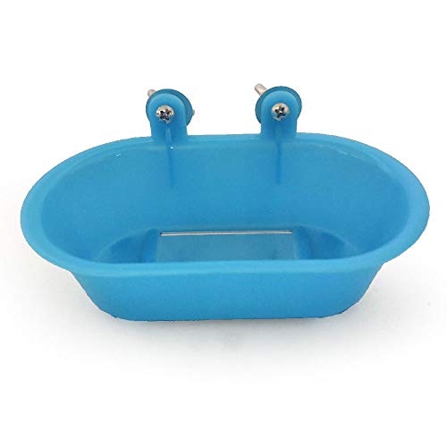 SHINYLYL Bird Bath with Mirror Toy Parrot Bathtub Bath Box Pet Parrot Budgie Parakeet Cockatiel Cage Water Shower Food Feeder Bird Cage Toy Accessory