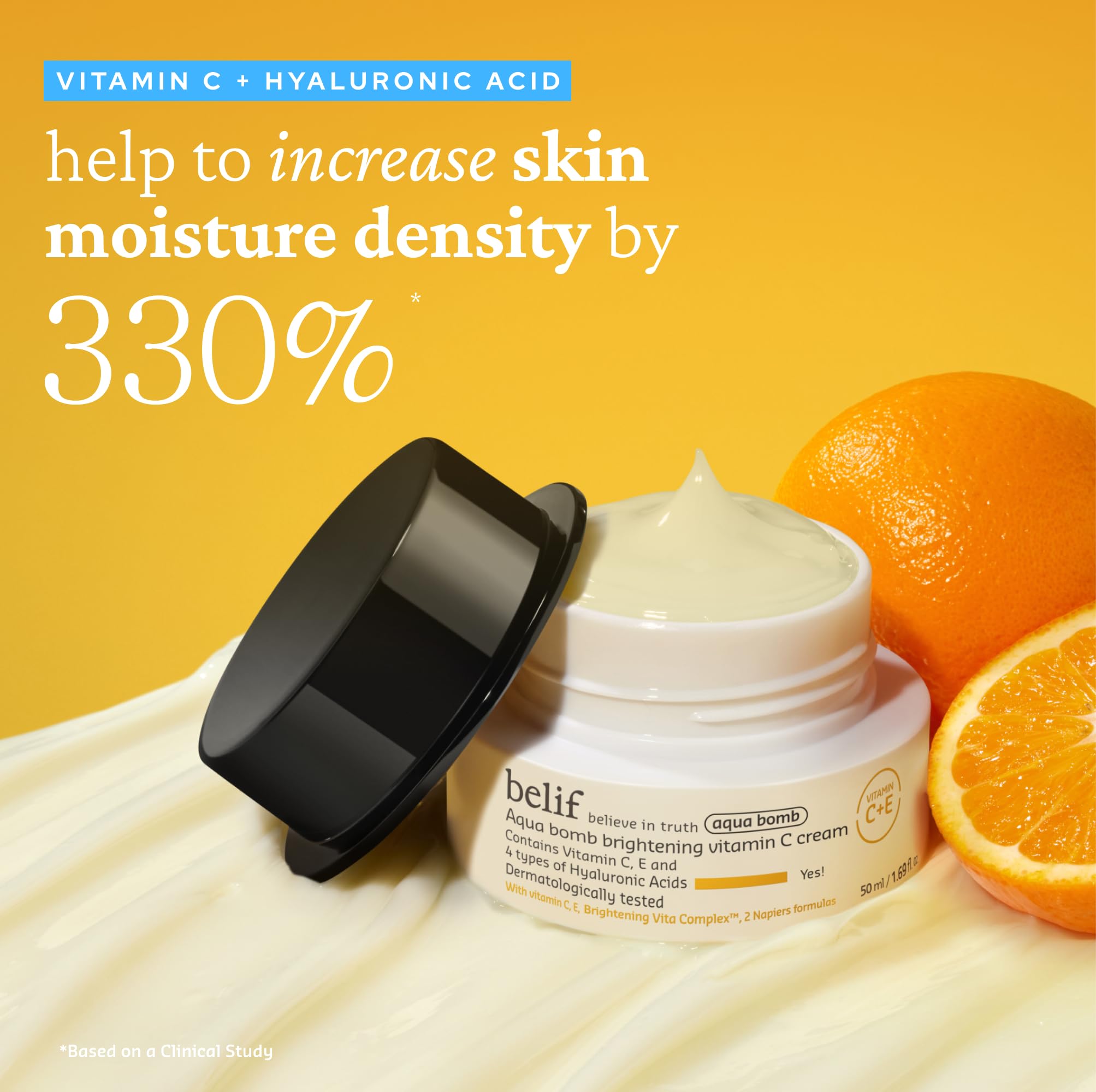 belif Aqua Bomb Vitamin C Face Cream Moisturizer, Infused with Hyaluronic Acid, Vitamin C & Vitamin E, Intense Hydration, For All Skin Types, Korean Skin Care