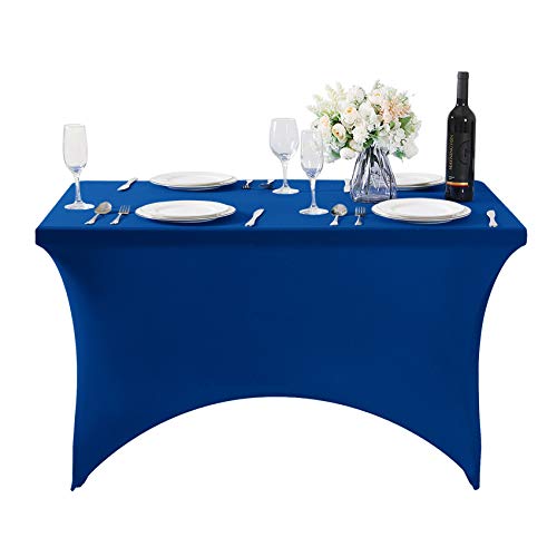 Hezuzo Spandex Table Cover for 4FT Table Universal Fitted Stretch Tablecloth for Party, Banquet, Wedding and Events-Classicblue