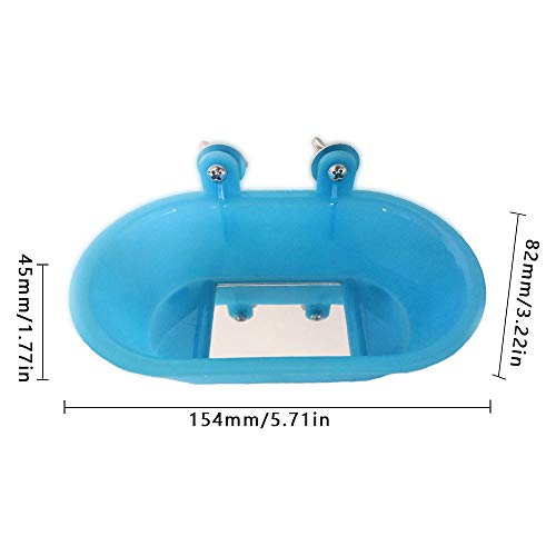SHINYLYL Bird Bath with Mirror Toy Parrot Bathtub Bath Box Pet Parrot Budgie Parakeet Cockatiel Cage Water Shower Food Feeder Bird Cage Toy Accessory