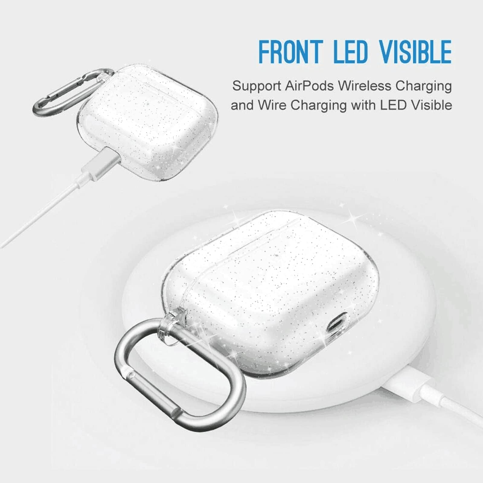 Valkit Compatible AirPods Pro Case, Clear Glitter Cute Bling Air Pod Pro Protective Case Cover with Keychain for Girls Women Men Shockproof Skin Case for Apple AirPods Pro Charging Case - Clear