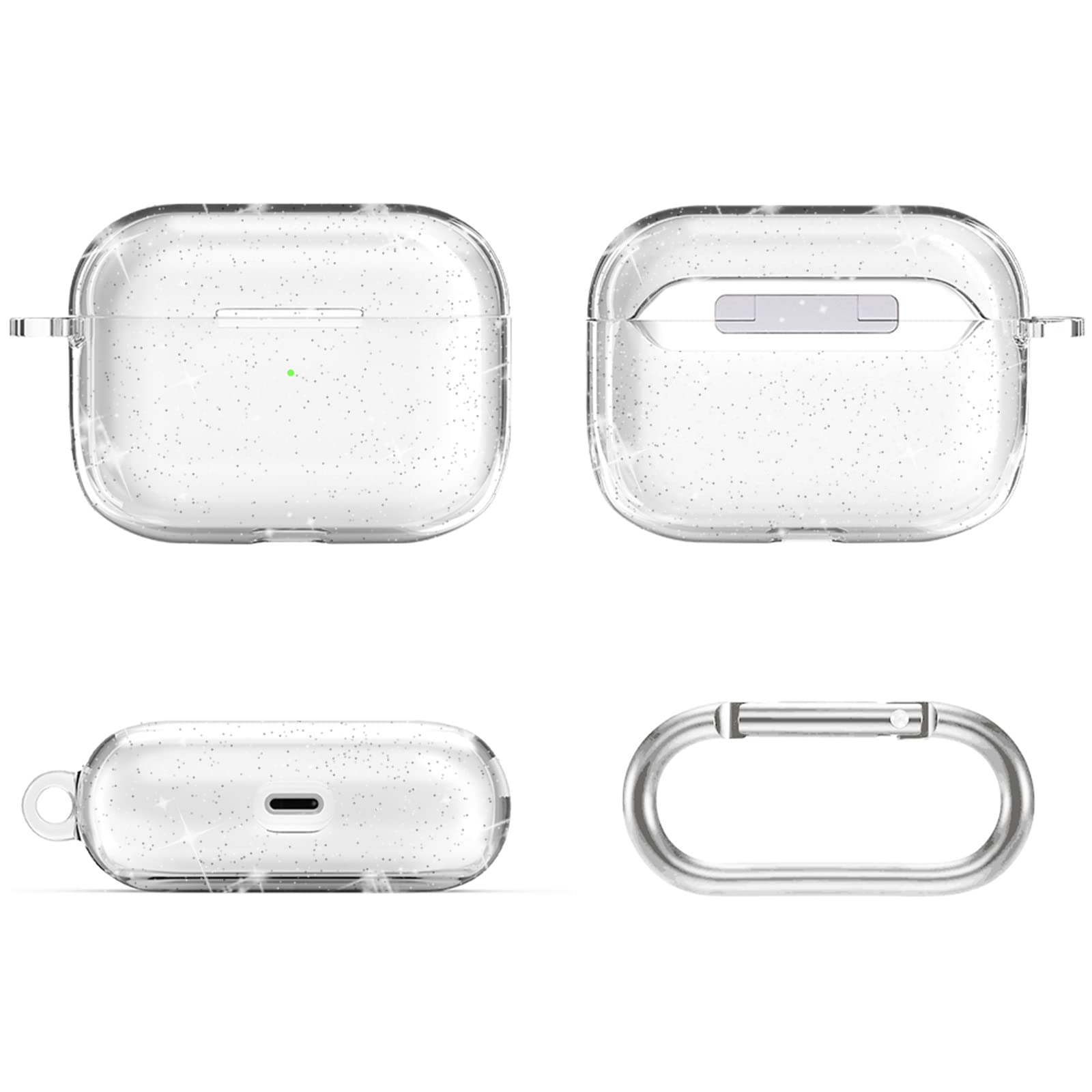 Valkit Compatible AirPods Pro Case, Clear Glitter Cute Bling Air Pod Pro Protective Case Cover with Keychain for Girls Women Men Shockproof Skin Case for Apple AirPods Pro Charging Case - Clear