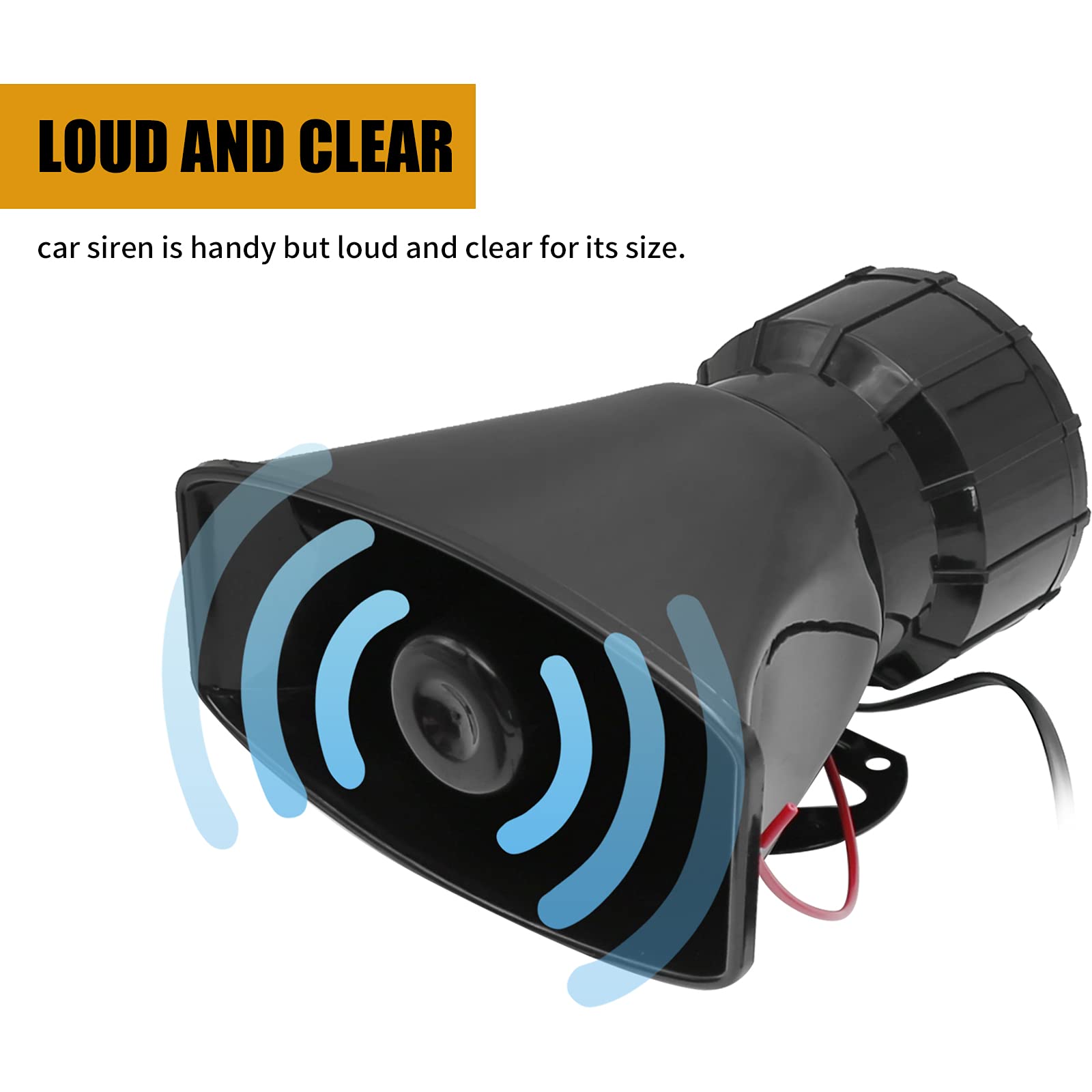Anxingo 80W 7 Tone Sound Car Police Siren Horn with Mic PA Speaker System Emergency Sound Amplifier Electric Horn-Hooter