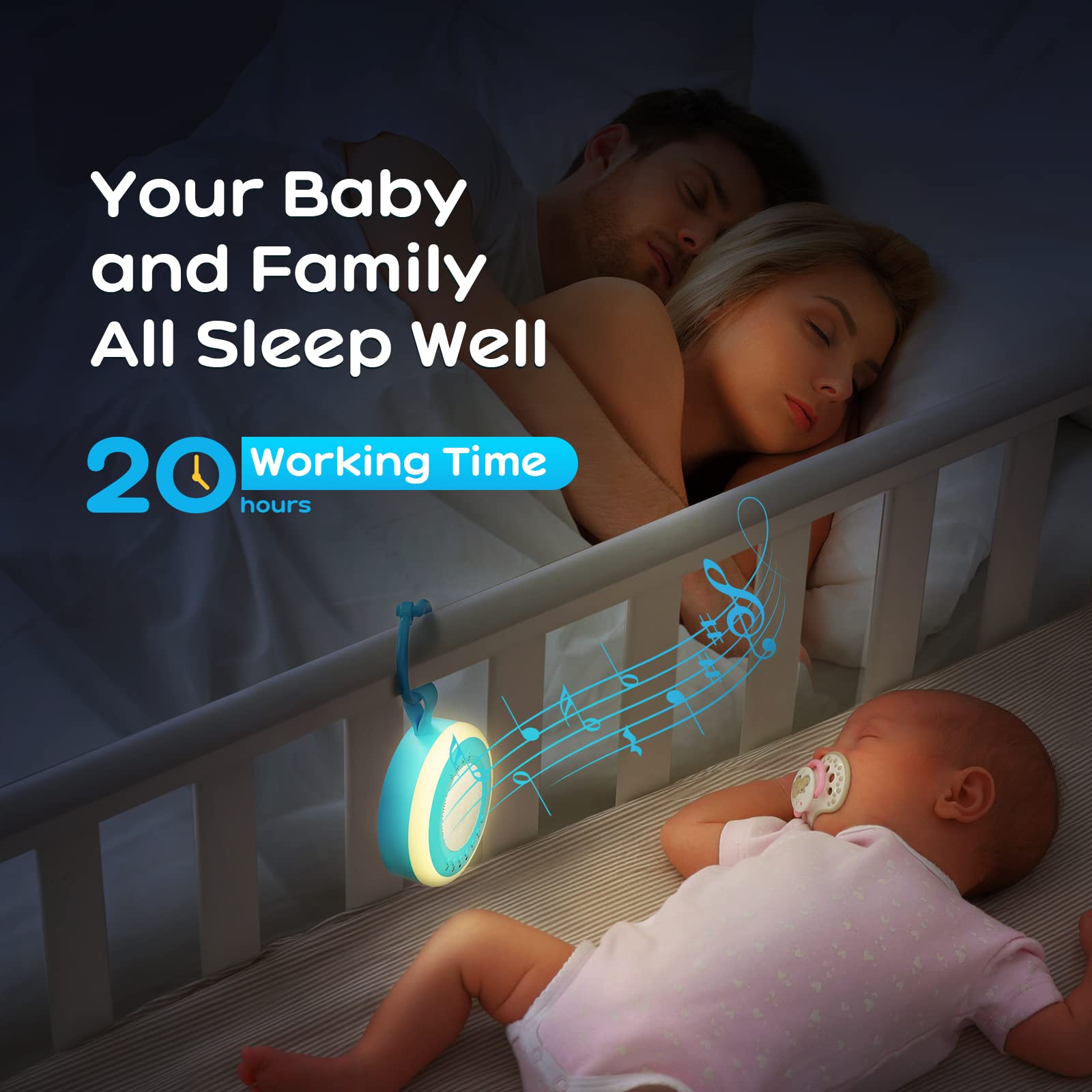 Portable White Noise Machine for Baby , Sleep Sound Machine for Travel,16 Soothing Sounds