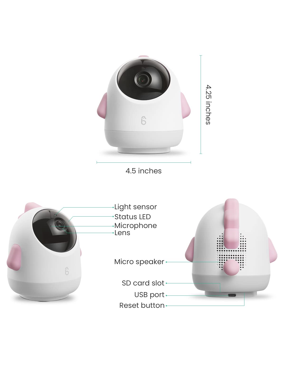 Simshine Baby Monitor - Wi-Fi HD Video Camera, 2K Smart Baby Camera Monitor with 360° Rotation, Crying Detection and Sleep Analytics Two-Way Audio Compatible with iOS & Android