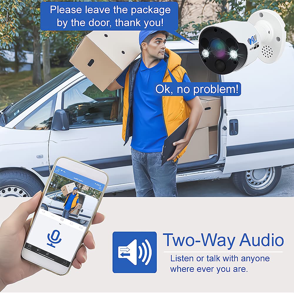 GW 16 Channel 4K NVR 8MP 4K AI Smart Home Security Camera System, (8) Dome and (8) Bullet Built-in Microphone Audio Recording HD 2160P 4K IP PoE Cameras, Face Recognition/Human/Vehicle Detection