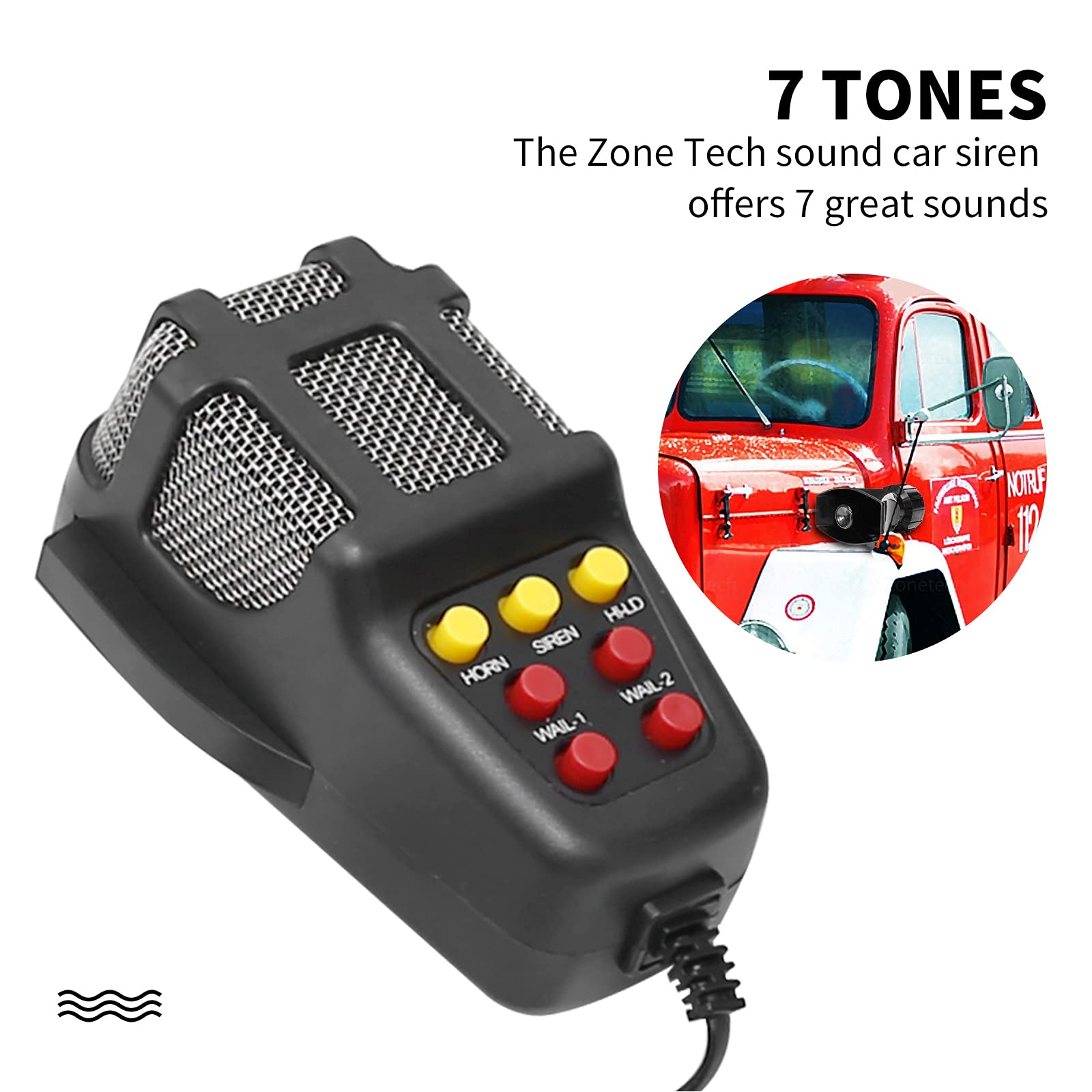 Anxingo 80W 7 Tone Sound Car Police Siren Horn with Mic PA Speaker System Emergency Sound Amplifier Electric Horn-Hooter