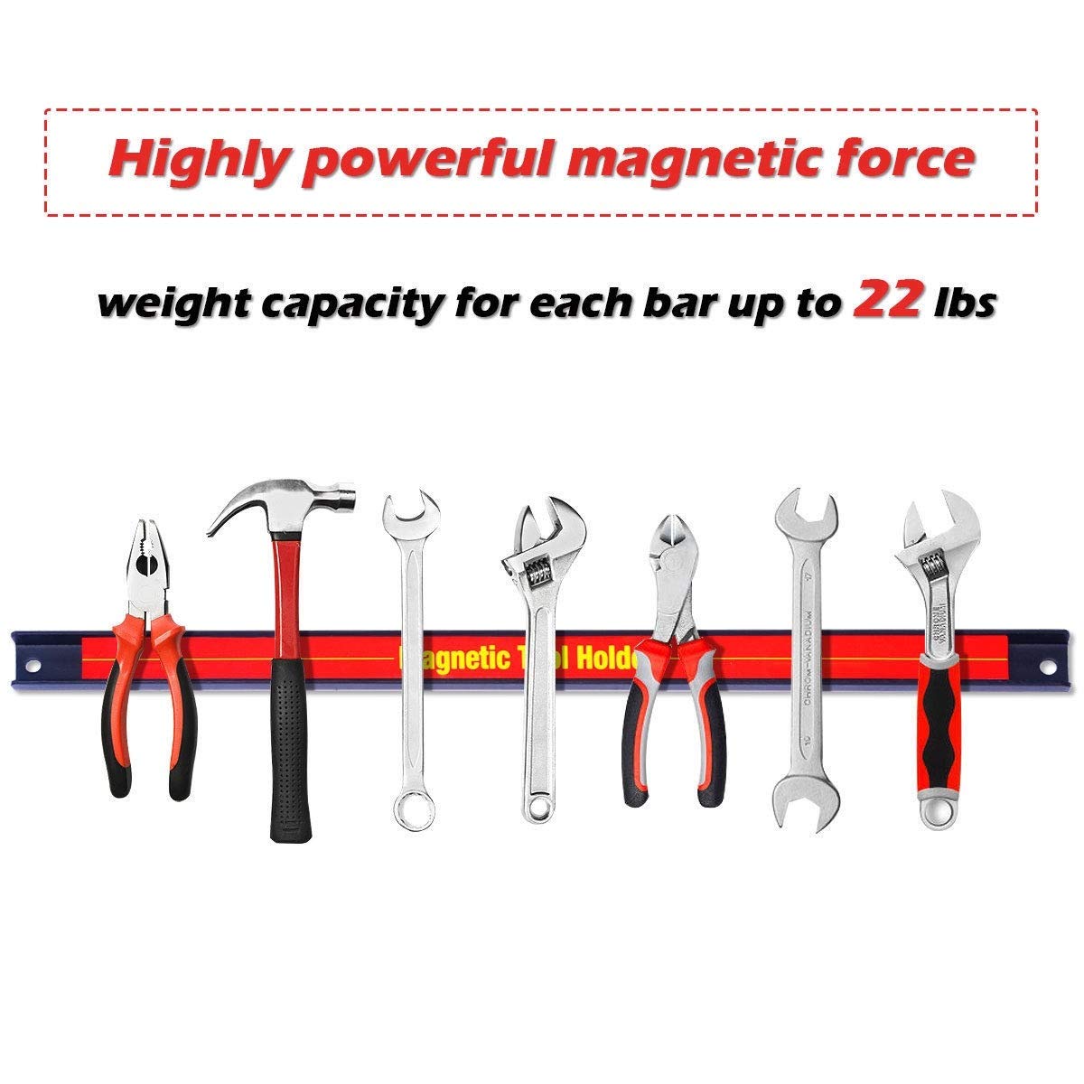 ERGOMASTER 6 PCS 18" Magnetic Tool Holder Bar Organizer Storage Rack for Garage Workshops (Mounting Screws Included)