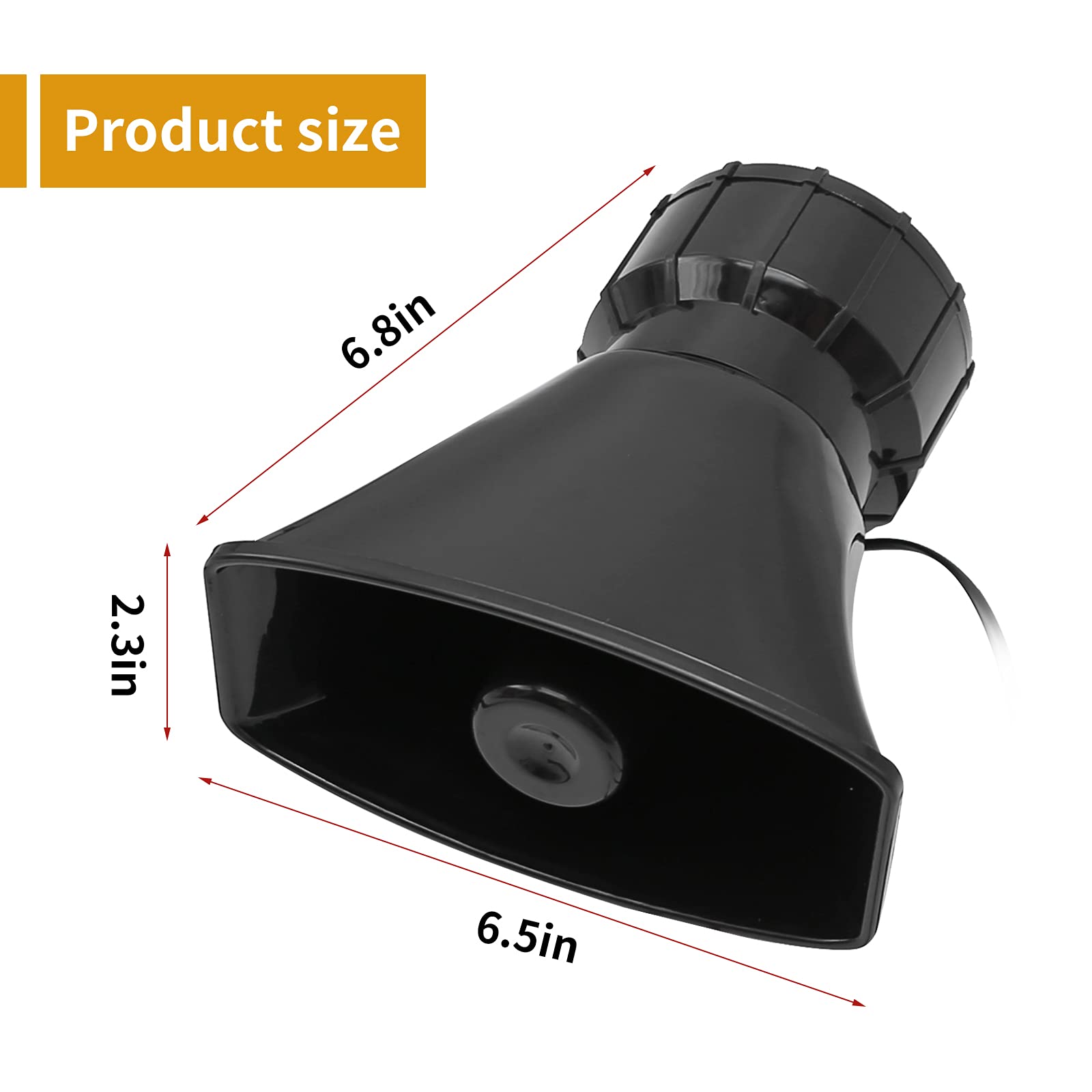 Anxingo 80W 7 Tone Sound Car Police Siren Horn with Mic PA Speaker System Emergency Sound Amplifier Electric Horn-Hooter
