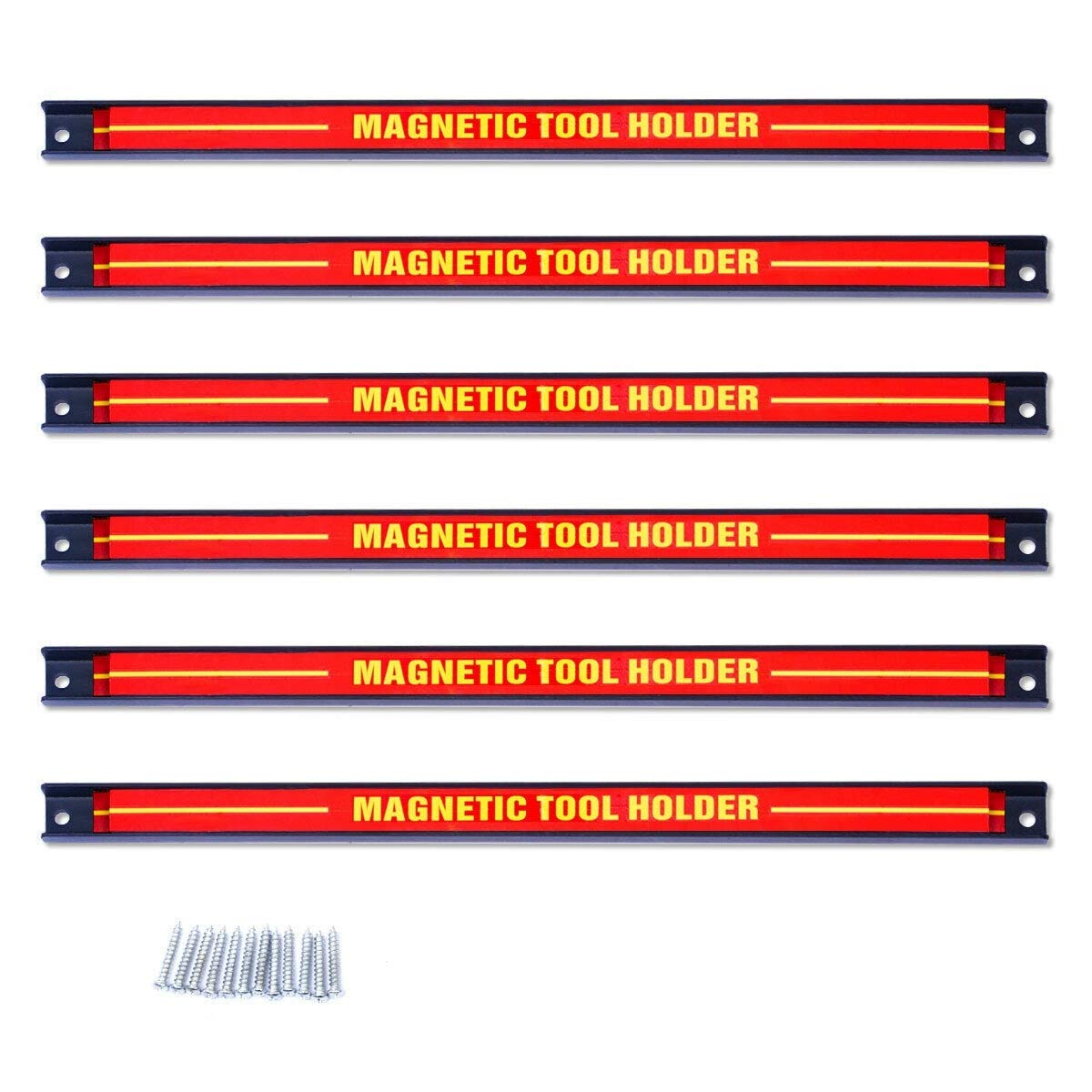 ERGOMASTER 6 PCS 18" Magnetic Tool Holder Bar Organizer Storage Rack for Garage Workshops (Mounting Screws Included)