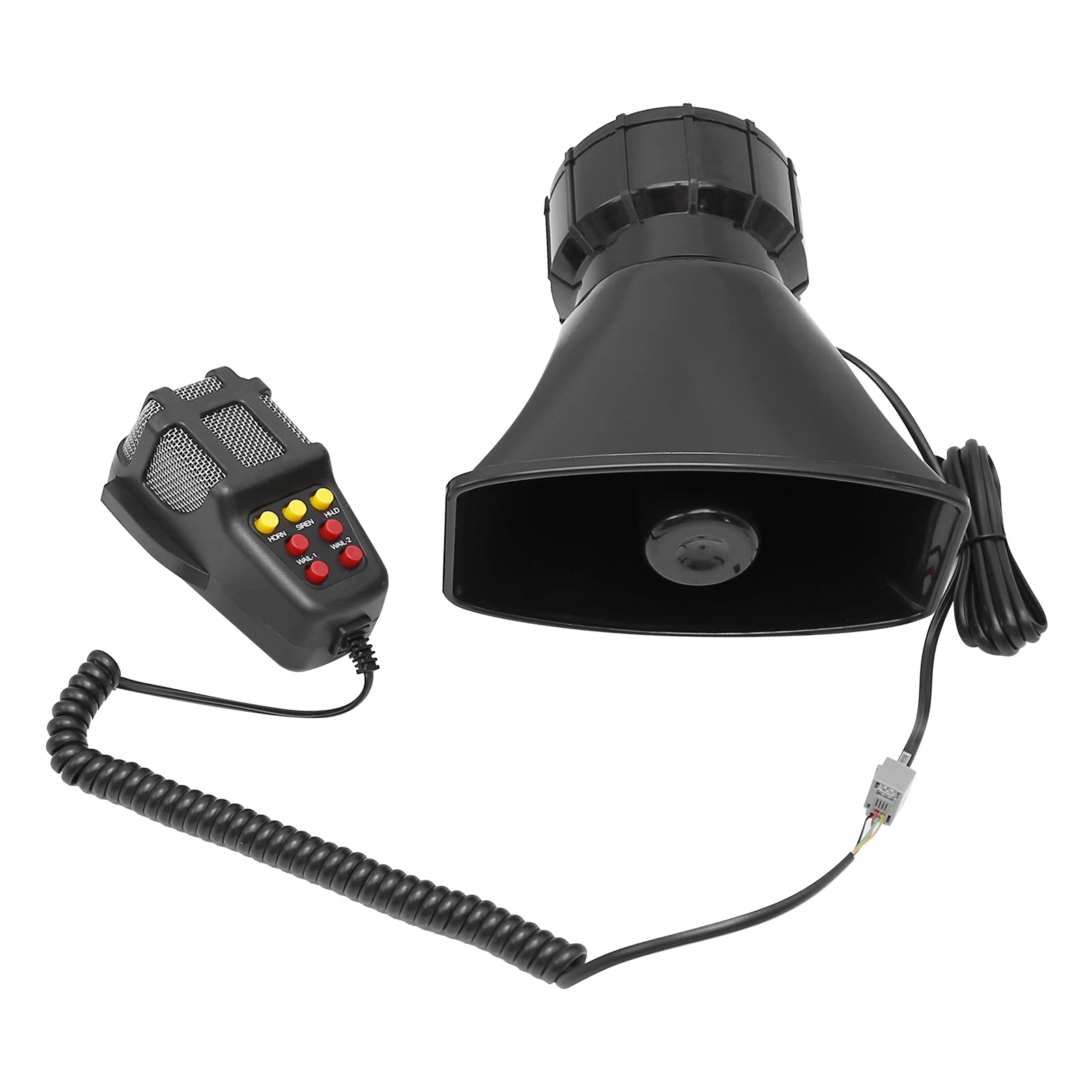 Anxingo 80W 7 Tone Sound Car Police Siren Horn with Mic PA Speaker System Emergency Sound Amplifier Electric Horn-Hooter