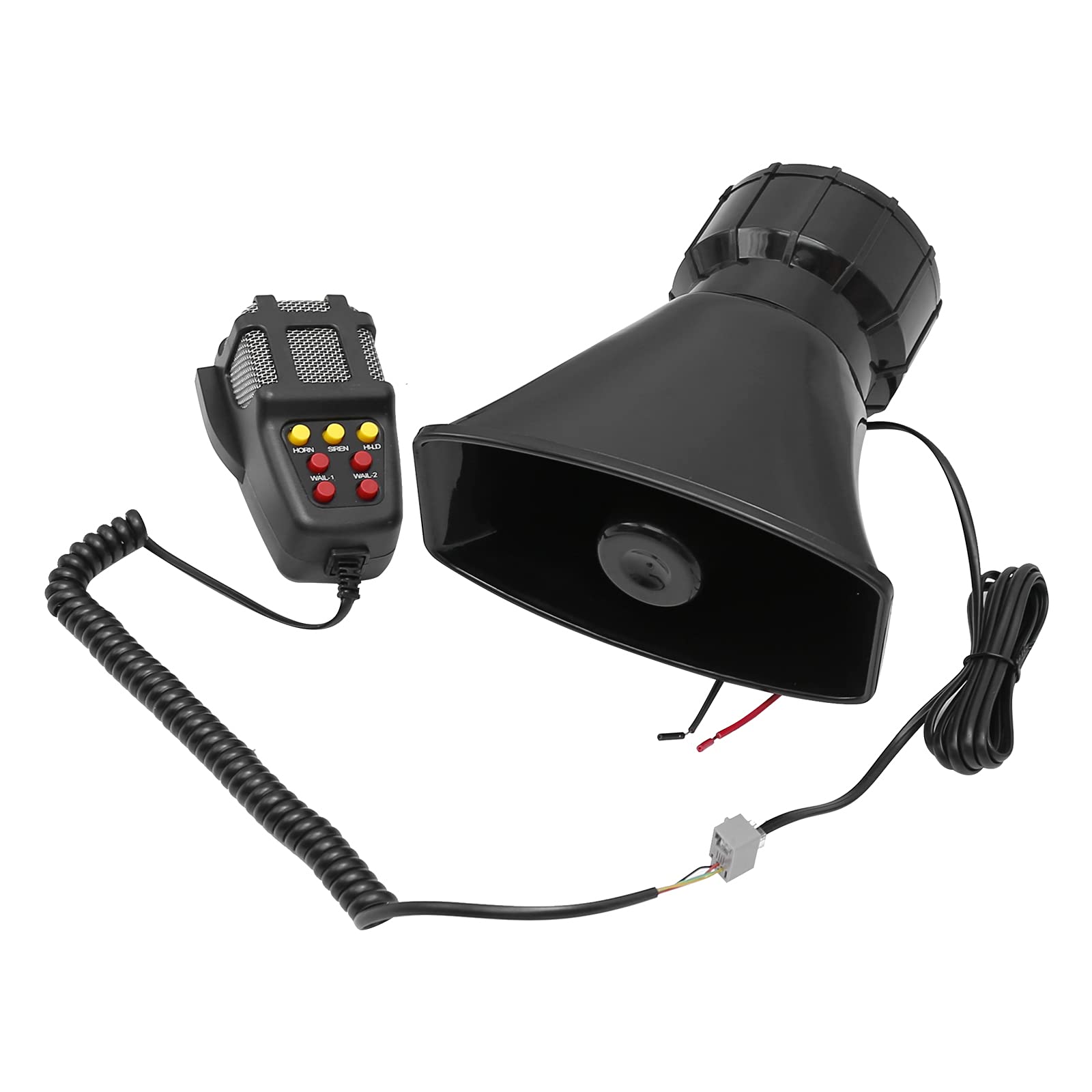 Anxingo 80W 7 Tone Sound Car Police Siren Horn with Mic PA Speaker System Emergency Sound Amplifier Electric Horn-Hooter