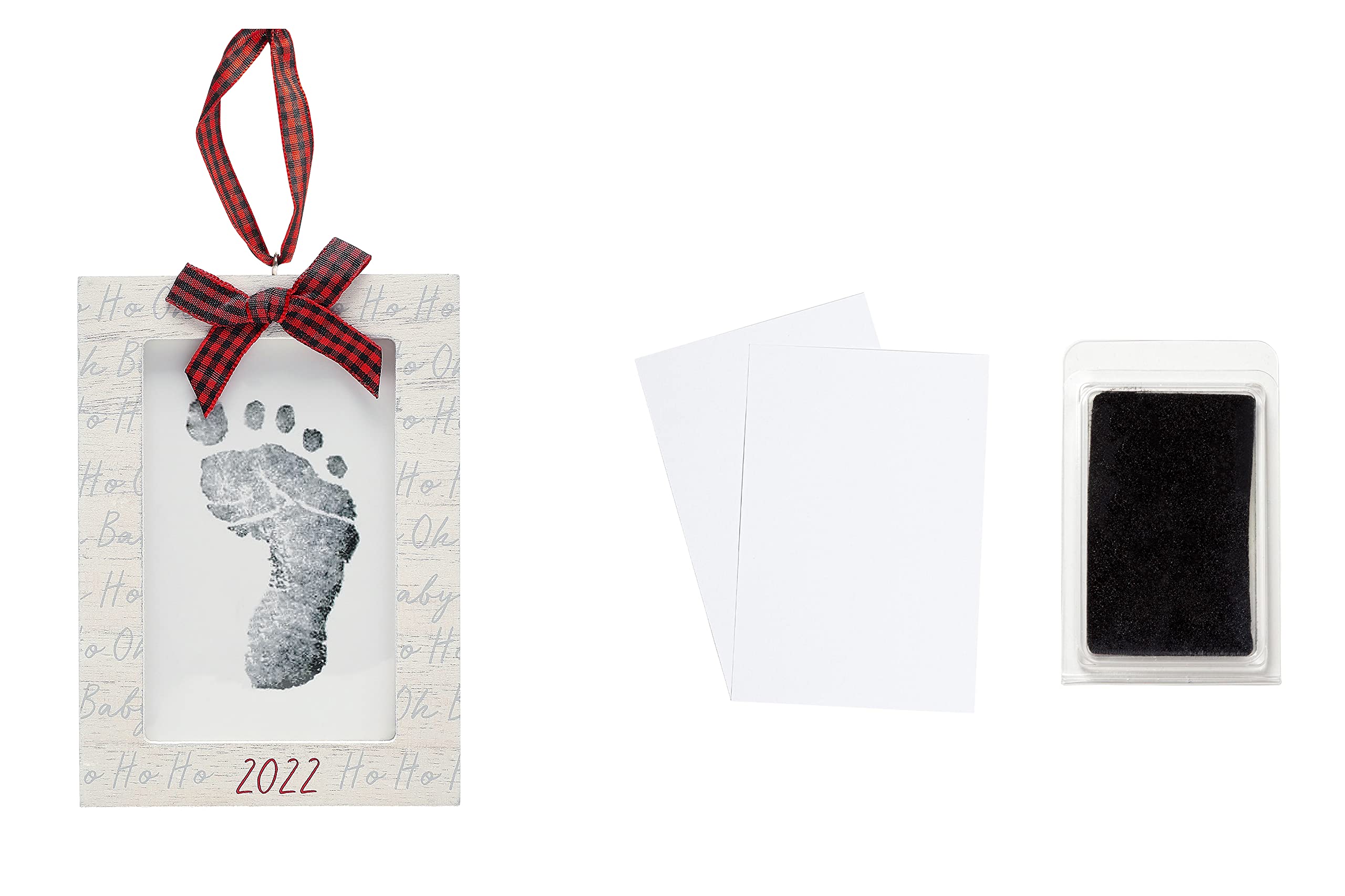 Kate & Milo 2022 Baby's Footprint Christmas Ornament, Fill in Baby's Print Holiday Ornament with Included Ink Pad, Gift for New and Expecting Parents