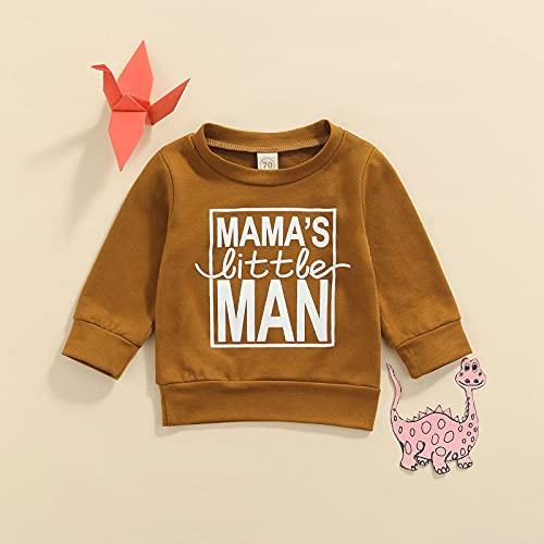 Fernvia Newborn Baby Boys Girls Toddler Sweatshirt Pullover Long Sleeve Top Shirt Letter Sun Printed Cotton Infant Jumper Tops (B Khaki, 12-18 Months)