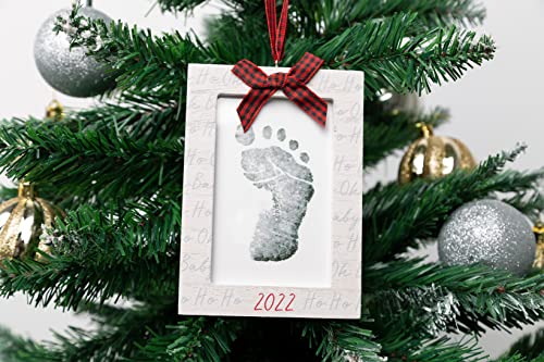 Kate & Milo 2022 Baby's Footprint Christmas Ornament, Fill in Baby's Print Holiday Ornament with Included Ink Pad, Gift for New and Expecting Parents
