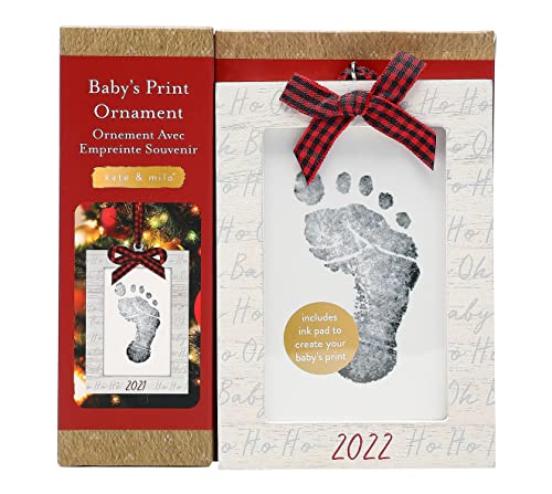 Kate & Milo 2022 Baby's Footprint Christmas Ornament, Fill in Baby's Print Holiday Ornament with Included Ink Pad, Gift for New and Expecting Parents