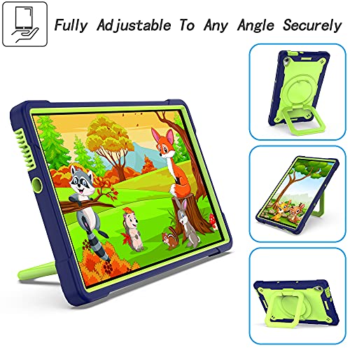 TDA Trading Case for Lenovo Tab M10 HD 2nd Gen (TB-X306X)/Smart Tab M10 HD 2nd Gen (TB-X306F) 10.1" 2020 - Hybrid Cover 360 Rotating Multi-Functional Ring Stand Case with Shoulder Strap (Blue/Green)