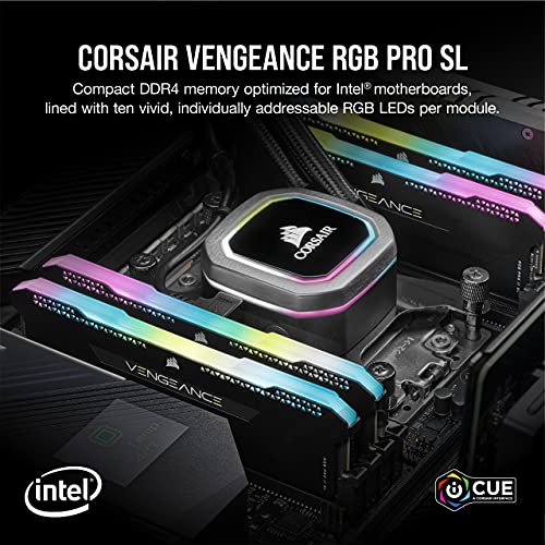 Corsair Vengeance RGB PRO SL 32GB (2x16GB) DDR4 4000MHz C18 Desktop Memory (10 Ultra-Bright RGB LEDs, Custom Performance PCB, Tight Response Times, Intel XMP 2.0) Black