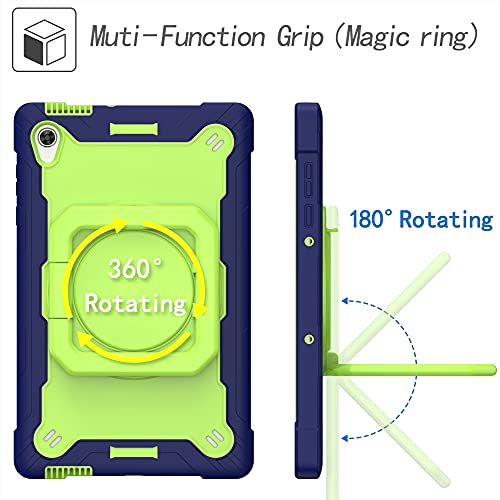 TDA Trading Case for Lenovo Tab M10 HD 2nd Gen (TB-X306X)/Smart Tab M10 HD 2nd Gen (TB-X306F) 10.1" 2020 - Hybrid Cover 360 Rotating Multi-Functional Ring Stand Case with Shoulder Strap (Blue/Green)